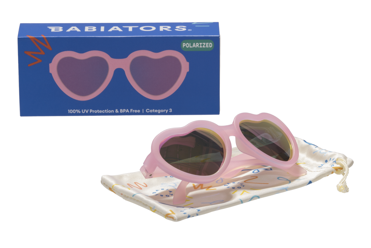 Babiators - Frosted Pink Polarized Heart Sunglasses with Mirrored Lens – the blue béret