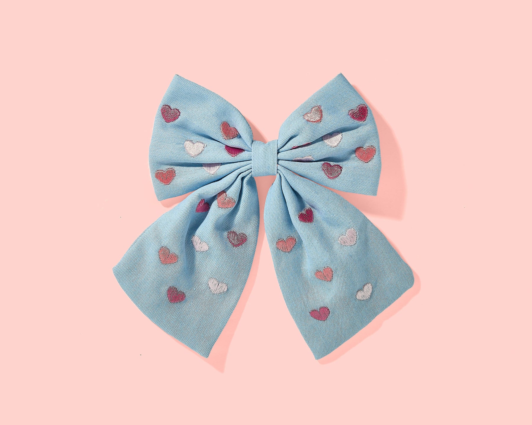 For Fun - Chambray Hearts Hair Bow - Min. 2 (FF-H01) – the blue béret