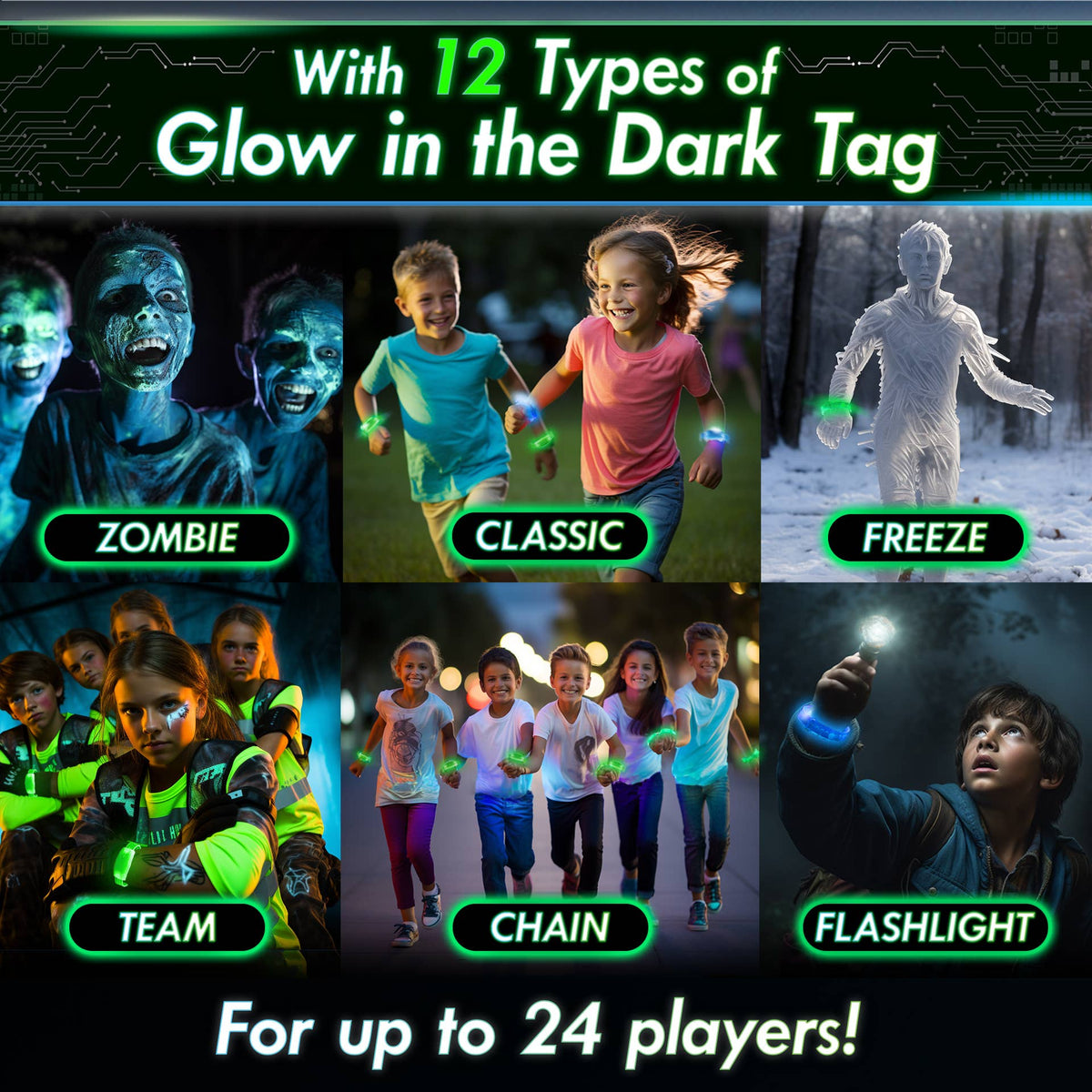 Glow Tag – With 12 Glow in the Dark Game Options – the blue béret