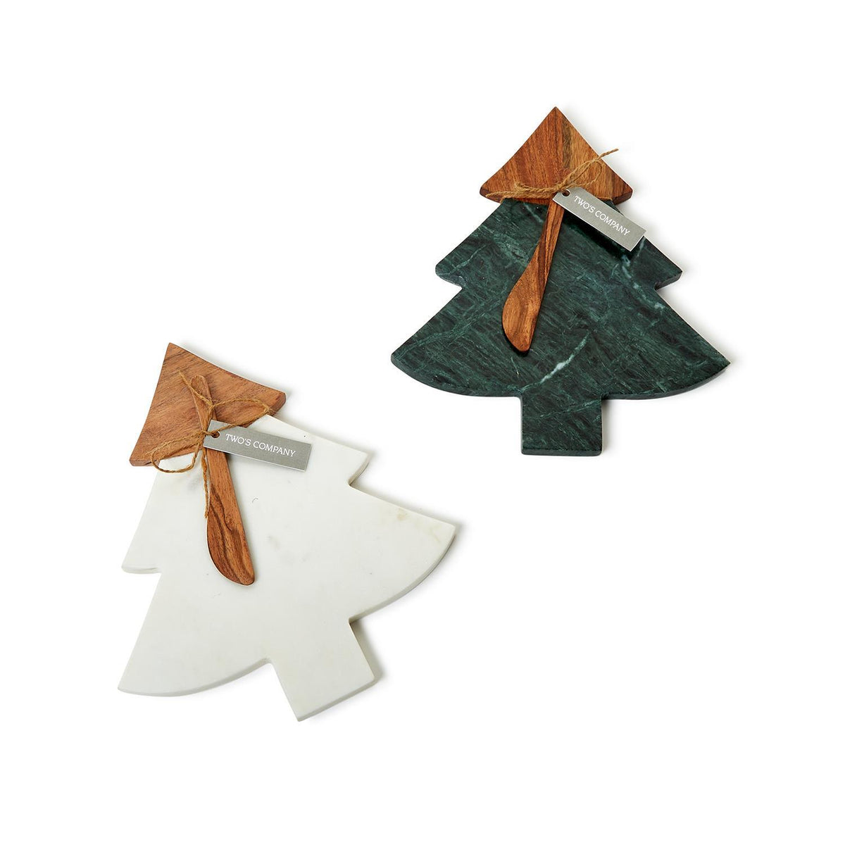 Marble and Wood Tree Shape Serving Board with Spreader Assorted 2 Marb ...