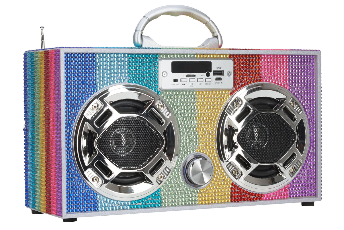 Rainbow Bling Wireless Boom Box with FM Radio – the blue béret