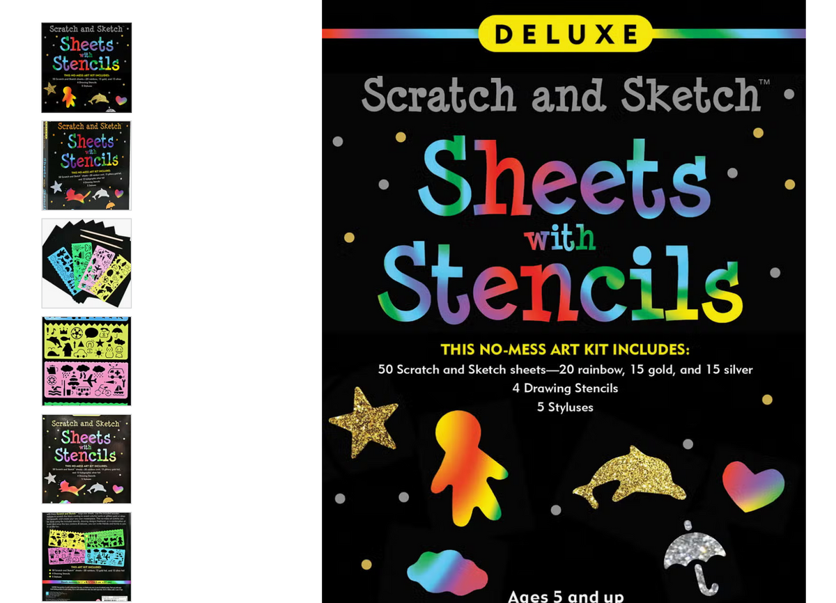 Deluxe Scratch & Sketch Sheets with Stencils – the blue béret