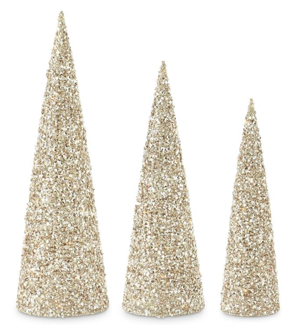 Champagne Sequins & Bead Embellished LED Cone Tree – the blue béret