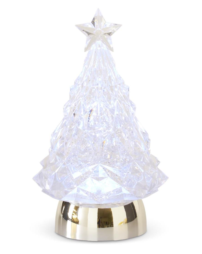 9.25 Inch Clear Acrylic Water Spinning LED Christmas Tree with Timer ...