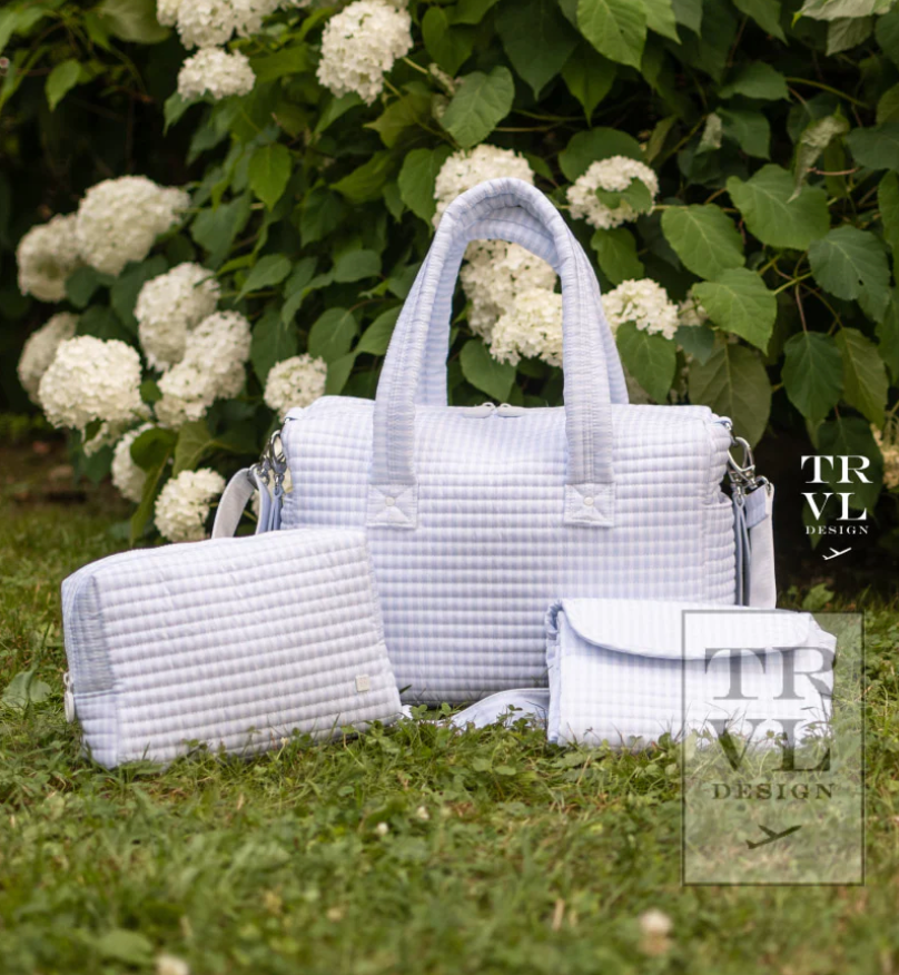 Pimlico Stripe Blue Quilted Stoller Bag | TRVL Design – the blue béret