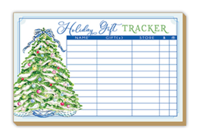 Holiday Gift Tracker Christmas Tree with Blue Bow Luxe Large Notepad ...