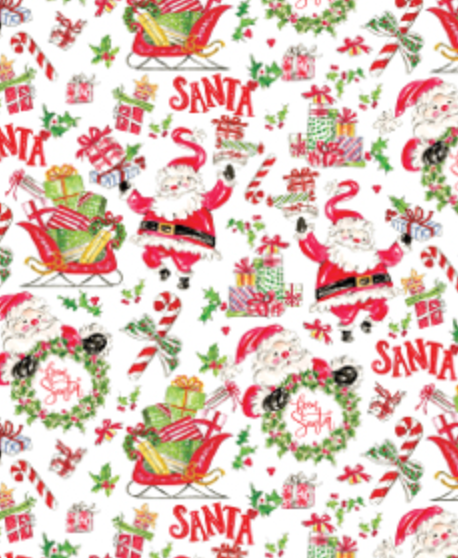 Handpainted From Santa with Wreath, Packages, Sleigh Wrapping Paper ...
