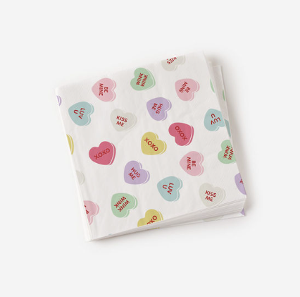 Conversation Hearts Paper Napkin, 5'' – the blue béret