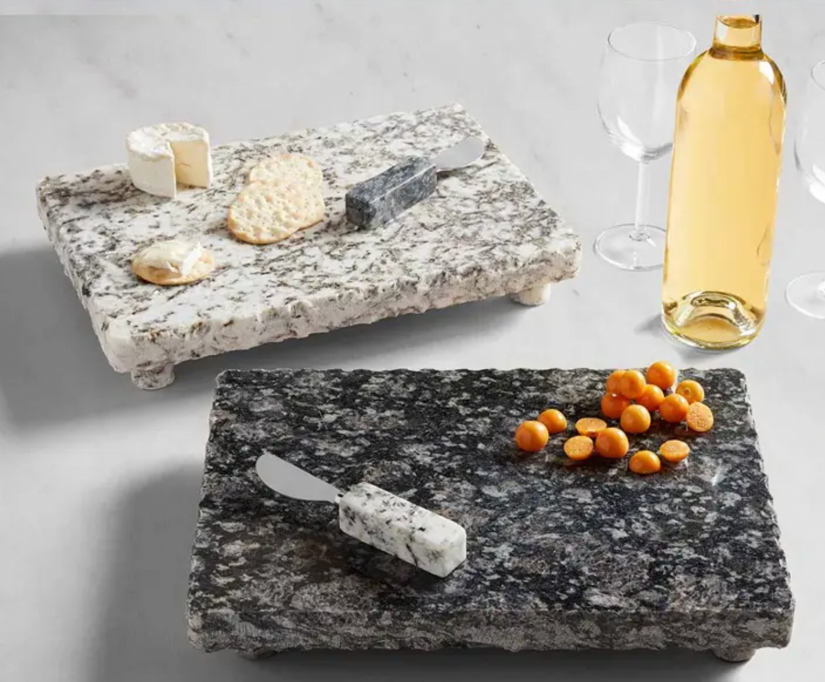 FOOTED GRAY GRANITE CHEESE BOARD SET – the blue béret
